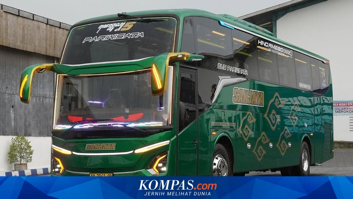 Bus Baru PO Sanjaya Pakai Livery Batik Megamendung