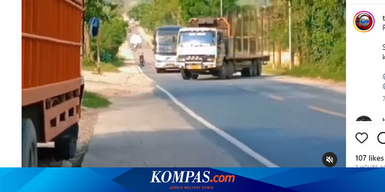 Viral Video Bus PO Rapi Hampir Seruduk Truk yang Mau Belok