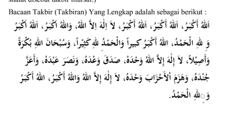 Bacaan Lengkap Takbir Idul Adha, Latin, beserta Artinya