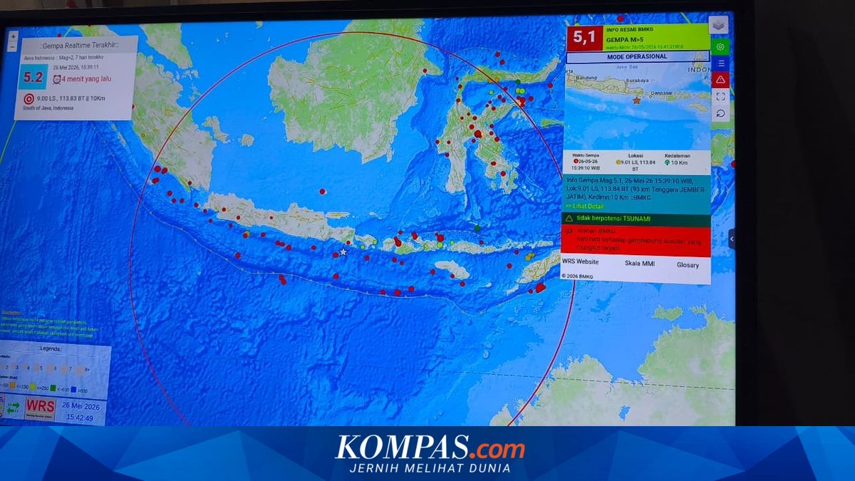 Gempa Jember M 5,1 Terasa hingga Bali, BMKG Pastikan Tak Berpotensi Tsunami
