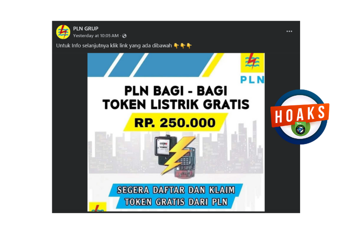 INFOGRAFIK: Hoaks Token Listrik Gratis Senilai Rp 250.000 dari PLN ...