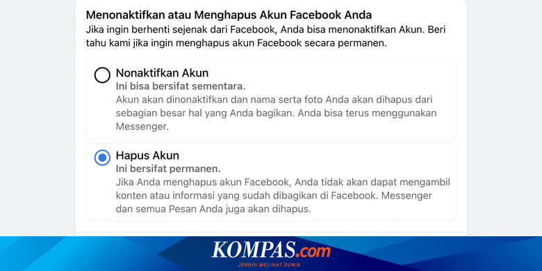 Cara Menghapus Akun Facebook secara Permanen atau Nonaktif Sementara