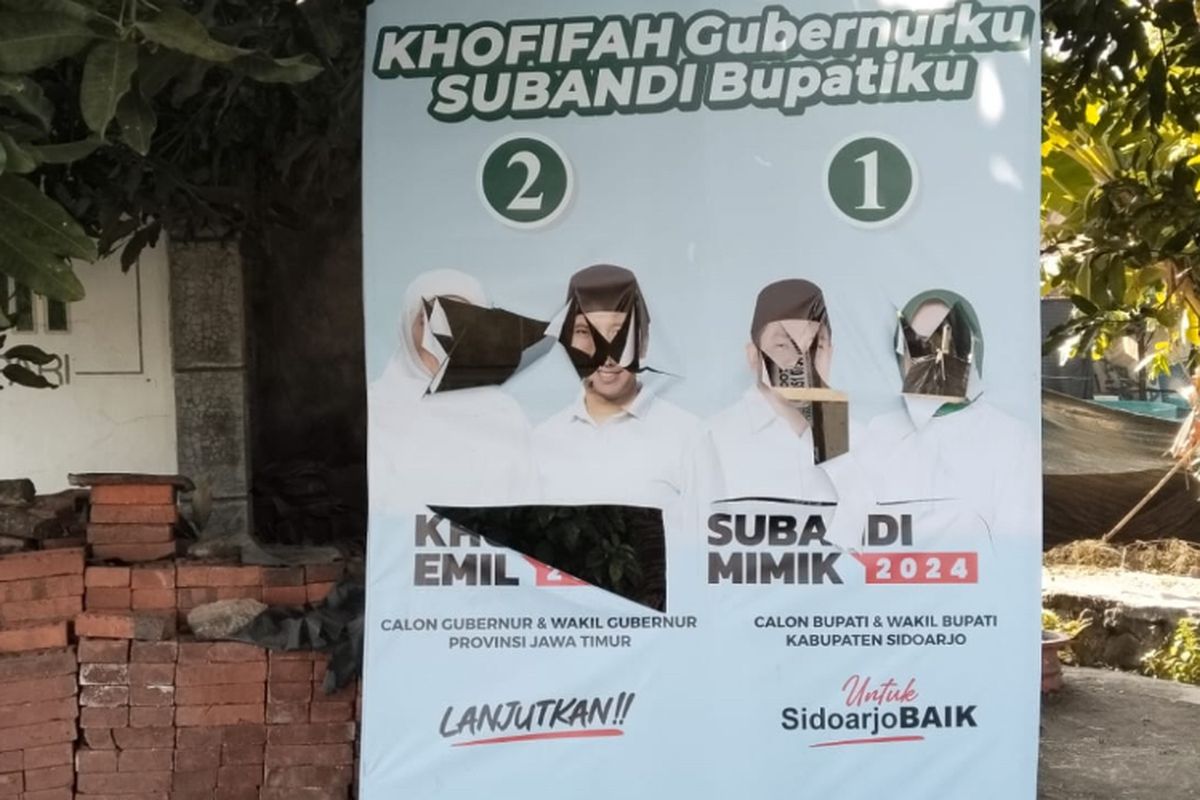 Pilkada Sidoarjo, Baliho Bergambar Subandi-Mimik Dirusak