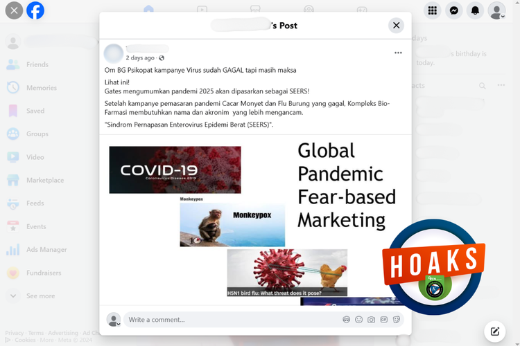 [HOAKS] Pandemi SEERS Akan Terjadi pada April 2025