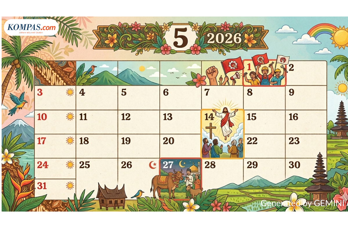 Tanggal Merah 14–15 Mei 2026 Jadi Long Weekend, Ini Rincian Jadwal Liburnya