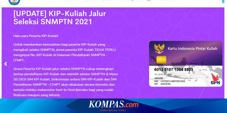 UPDATE: Peserta KIP Kuliah yang Daftar SNMPTN Tak Perlu Input Nomor KIP