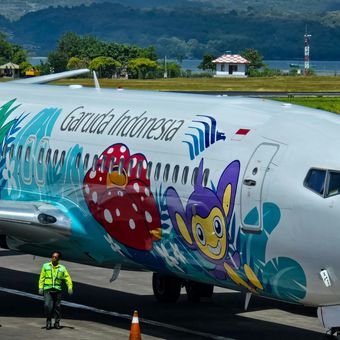 Gandeng Cap Bali, Garuda Indonesia Luncurkan "Livery" HUT Ke-80 RI