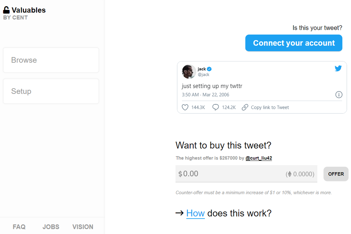 NFT Twit Pertama Bos Twitter Dijual Lagi, Penawaran Tertinggi Hanya Rp ...