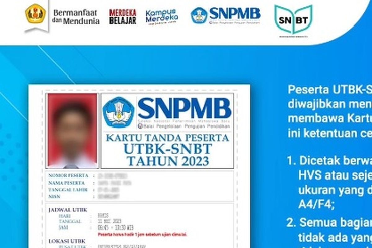 Ketentuan Cetak Kartu Peserta UTBK SNBT 2023
