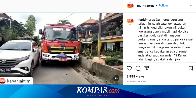 Viral, Video Damkar Kesulitan Lewat Terhalang Mobil Parkir Sembarangan