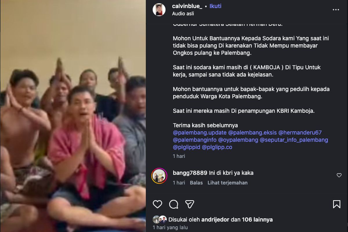 Viral Pria Asal Palembang Mengaku Dijual ke Kamboja, Polda Sumsel ...