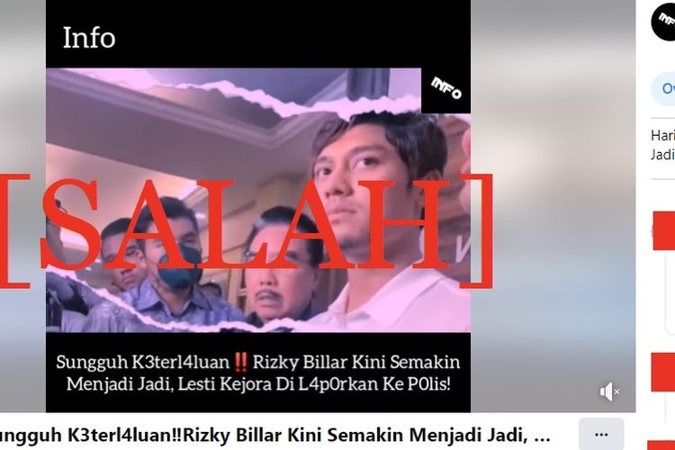 [HOAKS] Rizky Billar Laporkan Lesti Kejora atas Pencemaran Nama Baik