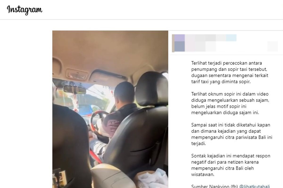 Kronologi Sopir Taksi Ancam WNA dengan Senjata Tajam di Bali