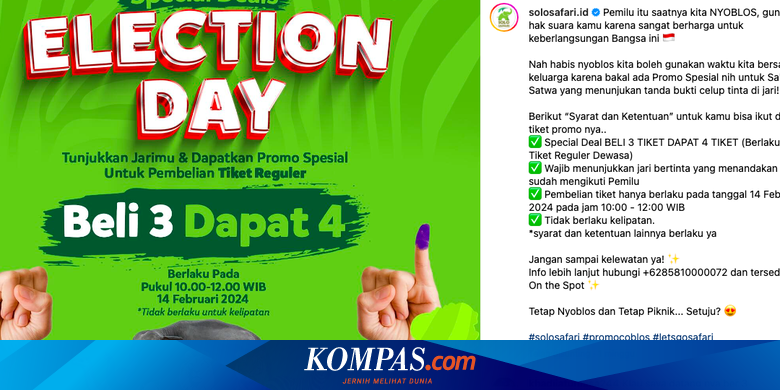 20 Diskon dan Promo Pemilu 14 Februari 2024, Ada TMII dan Solo Safari