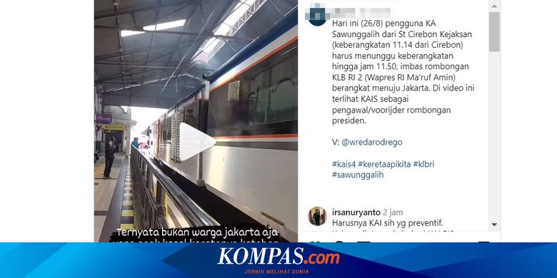 Viral, Video KA Sawunggalih Telat Imbas KLB Wapres Ma'ruf Amin, KAI: Tetap Berjalan Normal