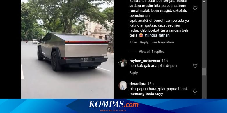 Video Tesla Cybertruck di Jalan Raya, Diduga Pakai Pelat Palsu