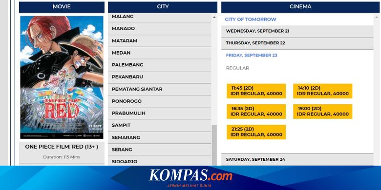 Cara Beli Tiket Film One Piece: Red di XXI, CGV, hingga Cineplex
