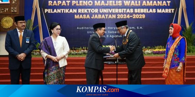 Prof Hartono Dilantik Jadi Rektor UNS 2024-2029, Berikut Profilnya...