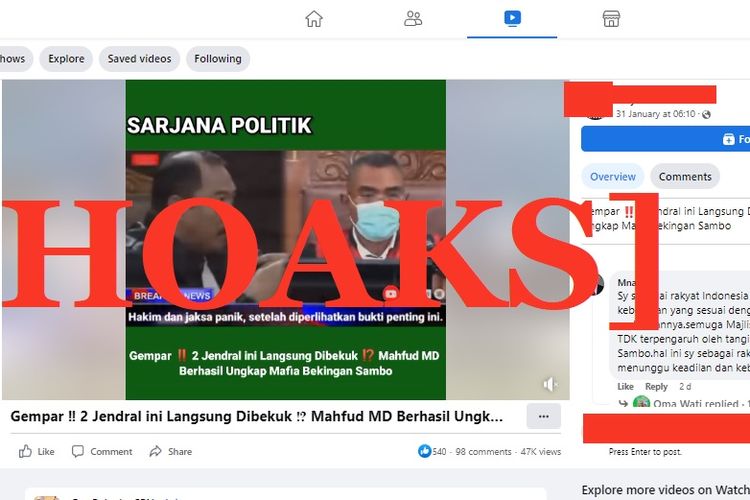 [HOAKS] Dua Jenderal yang Membekingi Ferdy Sambo Ditangkap