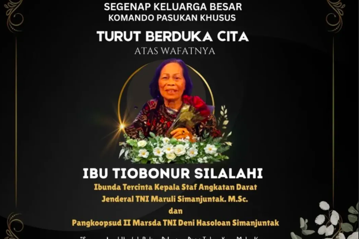 Ibunda KSAD Jenderal TNI Maruli Simanjuntak Meninggal Dunia