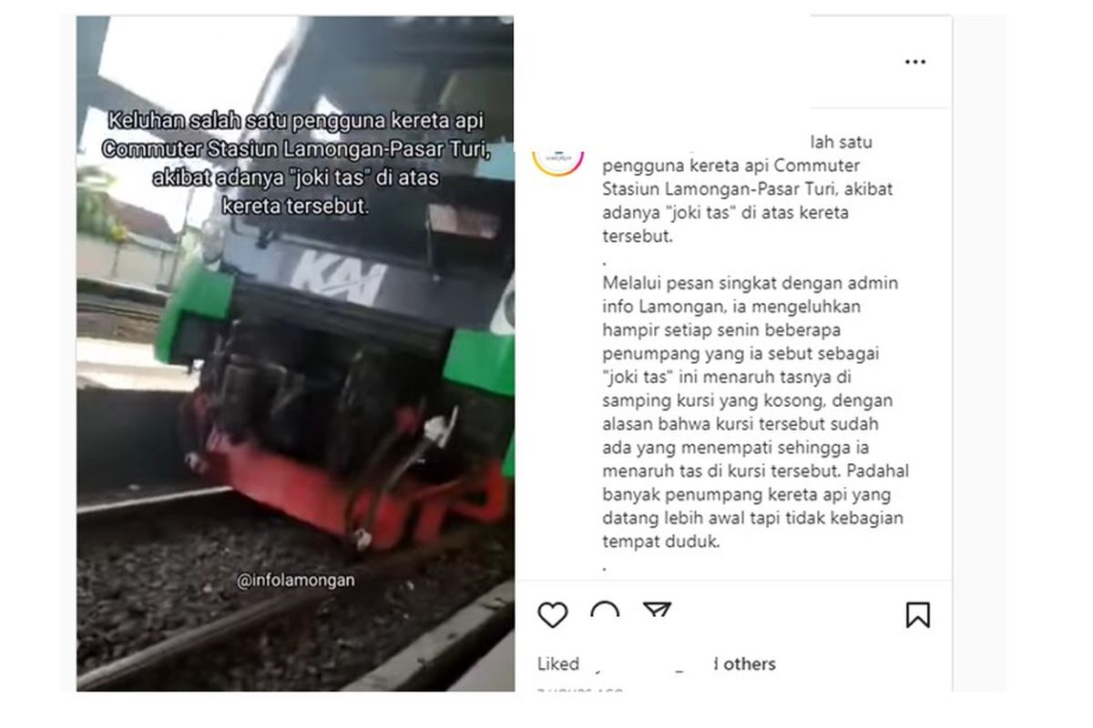 Viral, Unggahan soal Joki Tas di Kereta Lokal Lamongan-Surabaya, Ini ...