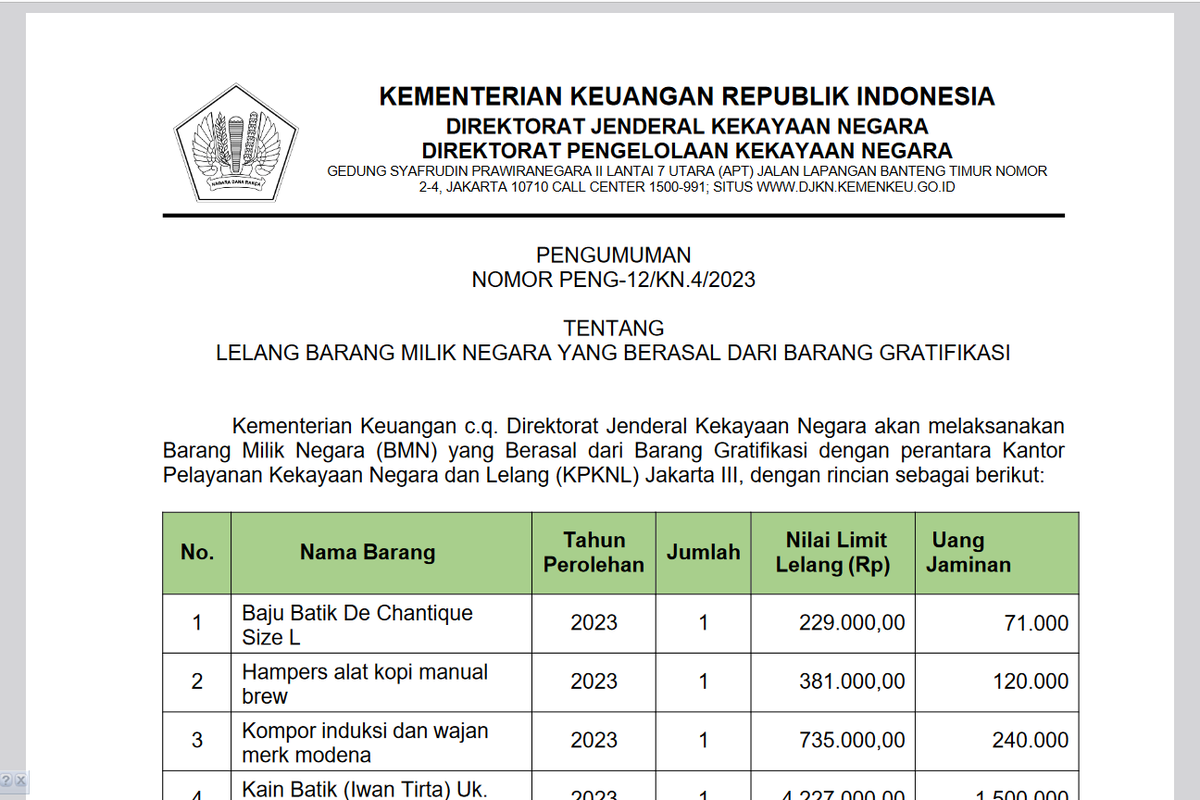 Cara Ikut Lelang Barang Gratifikasi KPK 13 Desember 2023, Ada Album BTS ...