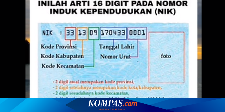 Arti 16 Digit NIK pada KTP, Mengapa Tanggal Lahir Perempuan Tertulis ...