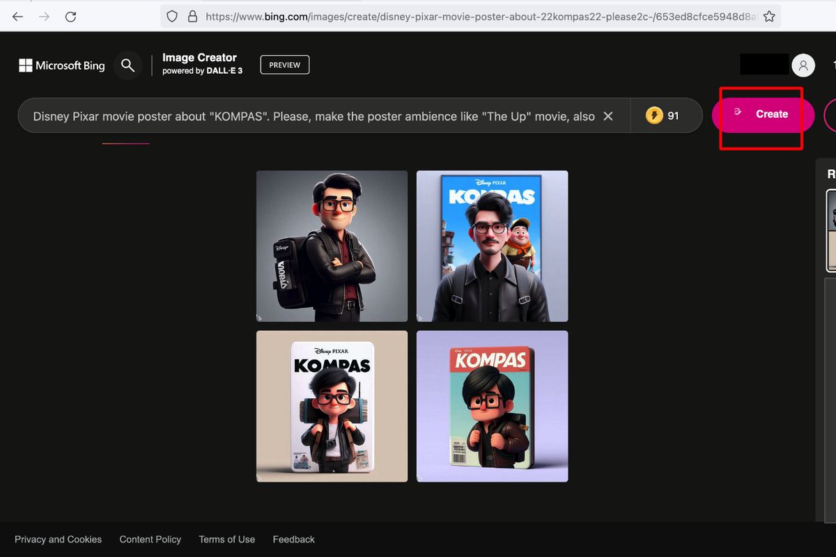 Link dan Cara Bikin Poster Disney Pixar Pakai Bing Image Creator