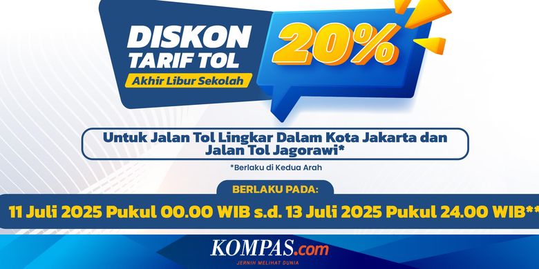 Berlaku 3 Hari, Cek Rincian Diskon Tarif Tol Jagorawi dan Dalam Kota