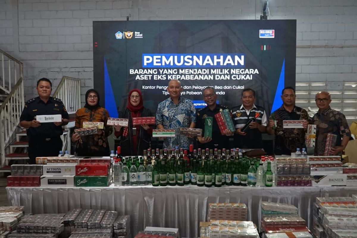Bea Cukai Marunda Musnahkan 3,3 Juta Batang Rokok Ilegal dan 5.100 Botol Miras