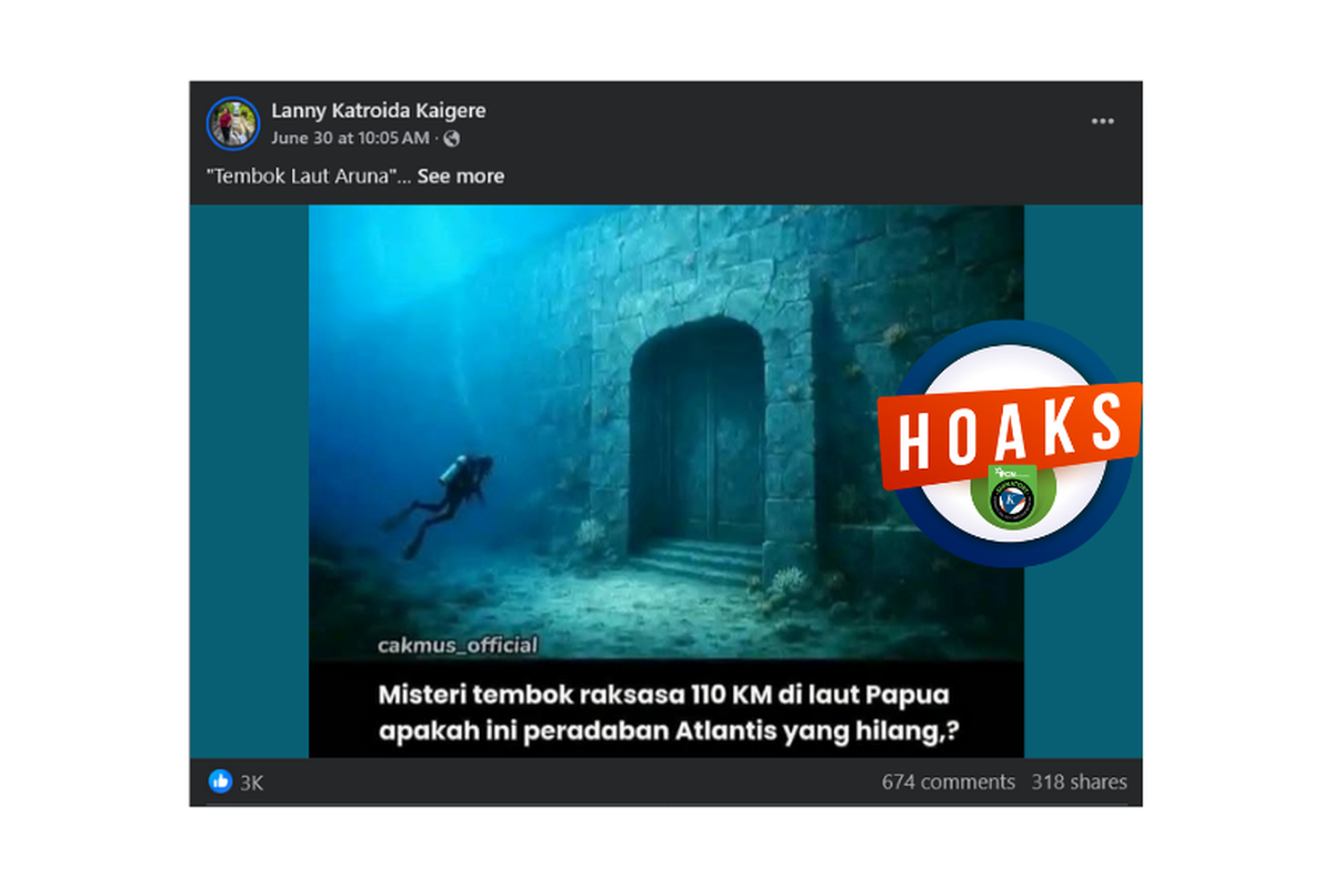 INFOGRAFIK: Muncul Hoaks Ditemukannya Tembok Besar di Dasar Laut Papua