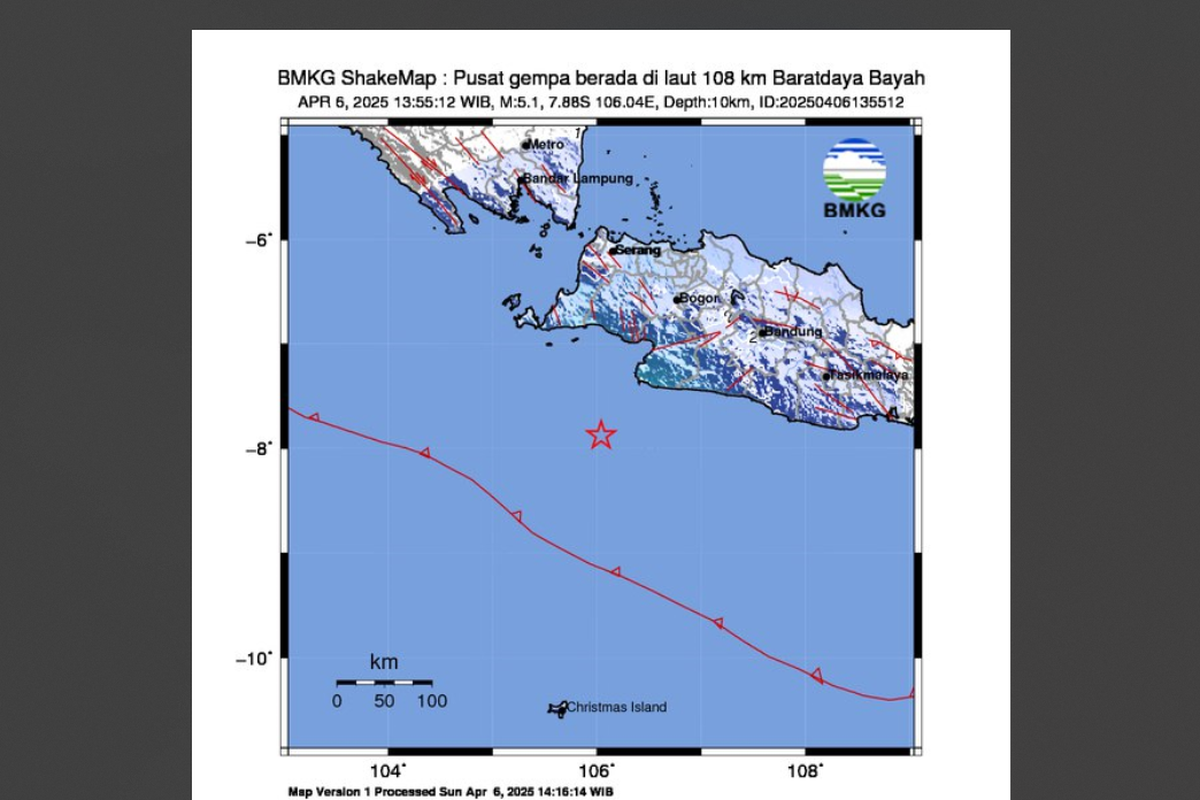 Gempa Banten M 5,1 Hari Ini, Getaran Terasa hingga Sukabumi, Berikut Hasil Monitoring BMKG
