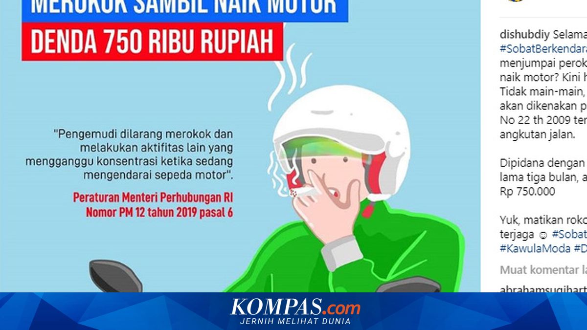 Ini Aturan Larangan Merokok Saat Berkendara, Kena Denda Rp 750.000