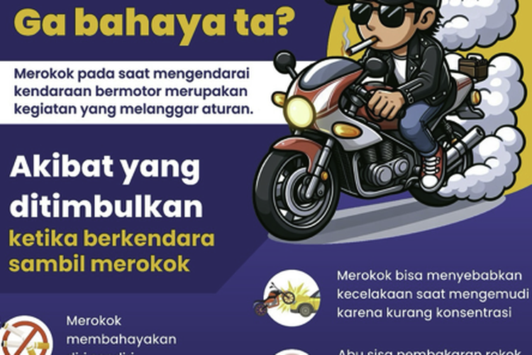 Peringatan Bahaya Merokok Sambil Berkendara Motor Peringatan Bahaya Merokok Sambil Berkendara Motor