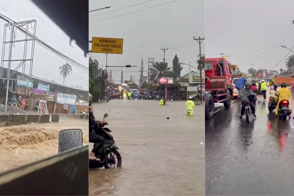 Banjir Datang Lagi, Jalan Lintas Lampung Macet Panjang, Pengendara Terjebak