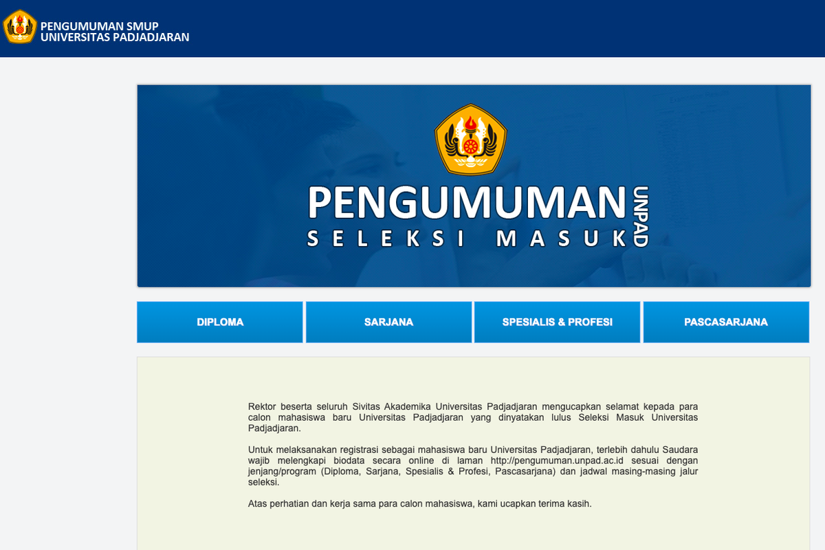 Link dan Cara Mengecek Pengumuman Seleksi Mandiri Unpad 2022 Link dan Cara Mengecek Pengumuman Seleksi Mandiri Unpad 2022