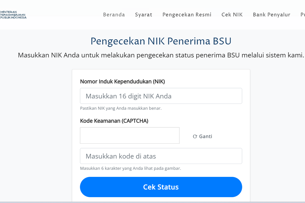 Cara Cek Validasi BSU 2025 di bsu.kemnaker.go.id, Cukup Pakai NIK