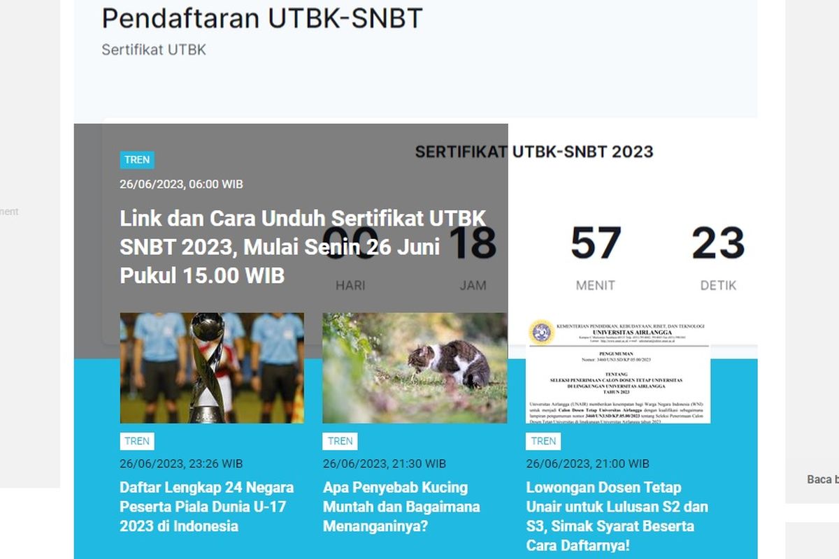 [POPULER TREN] Link dan Cara Unduh Sertifikat UTBK SNBT 2023 | 5 Perilaku Manusia yang Dibenci ...