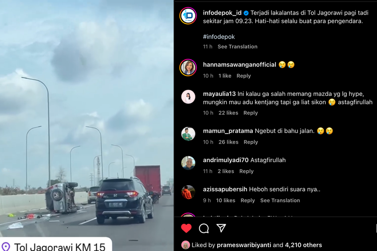 Foto : Tabrakan Beruntun di Tol Jagorawi, Gagal Paham Bahu Jalan