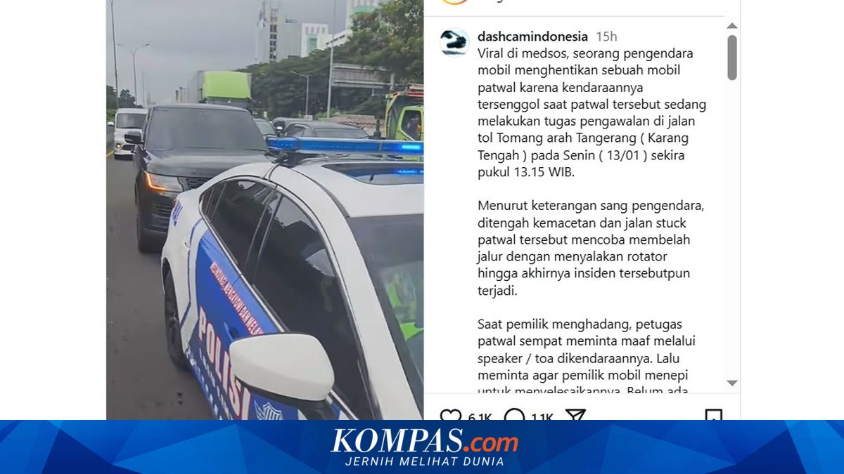Viral Patwal Polisi Senggol Mobil di Tol Tomang, Ini Sikap Pengendara ...