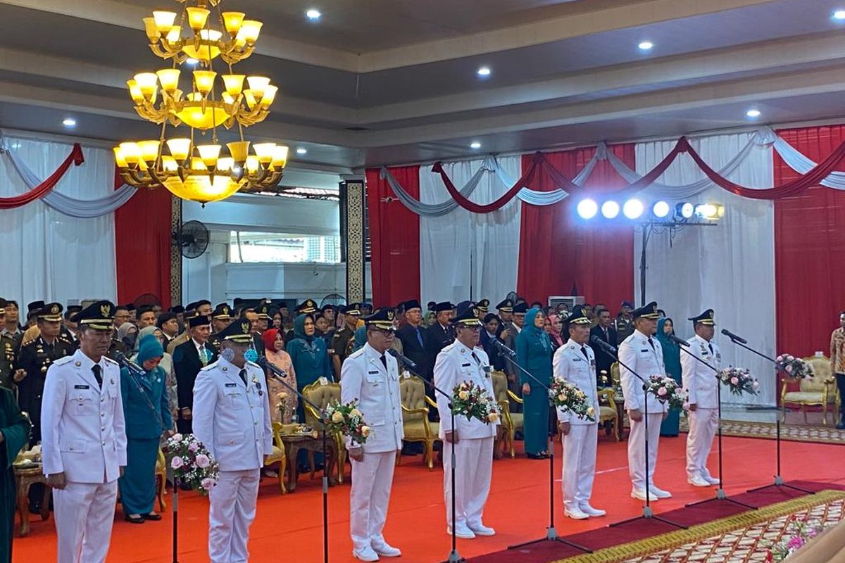 Lantik 7 Pj Bupati dan Wali Kota, Gubernur Sumsel Minta Pembangunan Tetap Jalan