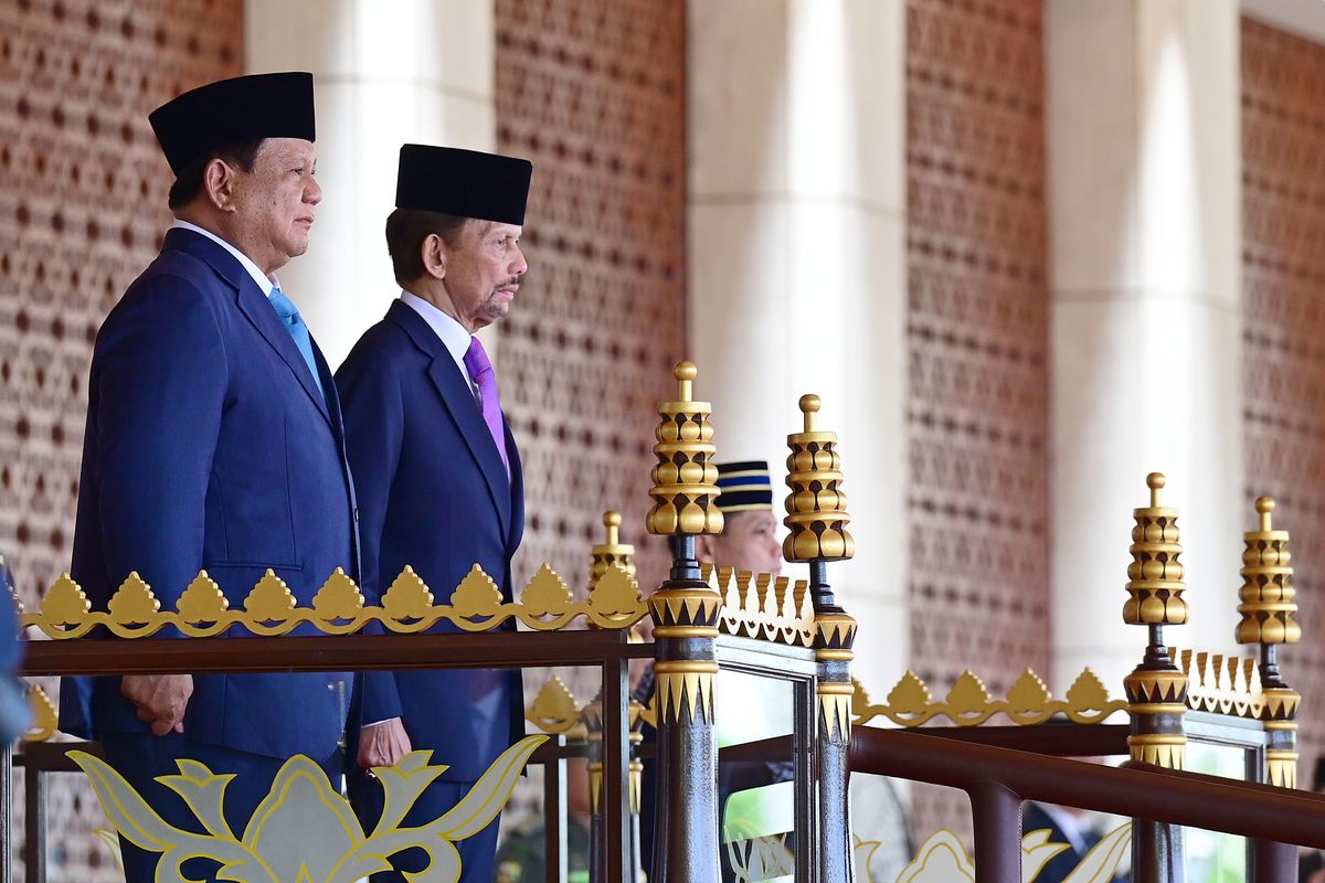 Momen Prabowo Disambut Sultan Hassan Bolkiah di Istana Nurul Iman