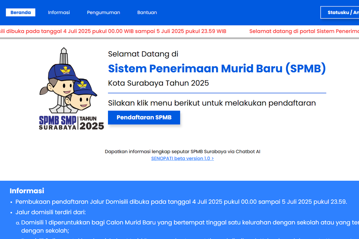PPDB SMP Surabaya 2025 Jalur Domisili Dibuka 4 Juli, Cek Syaratnya