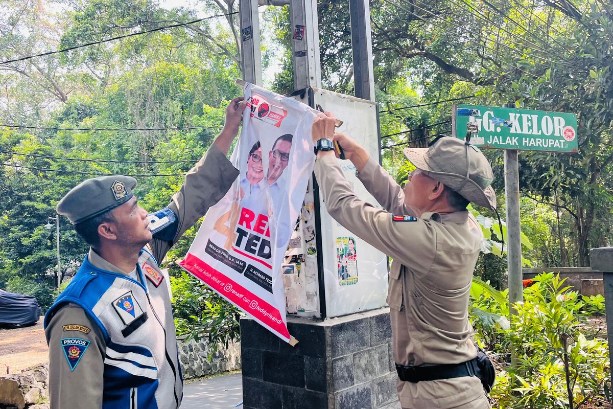 Langgar Aturan, Puluhan APK Calon Wali Kota Bogor di Sepanjang Jalur SSA Ditertibkan