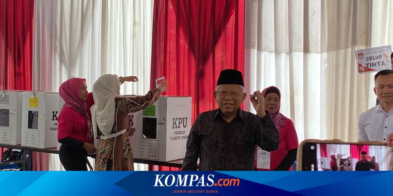 "Nyoblos" di Depok, Wapres Ma'ruf Amin Ditemani Istri dan 2 Anaknya