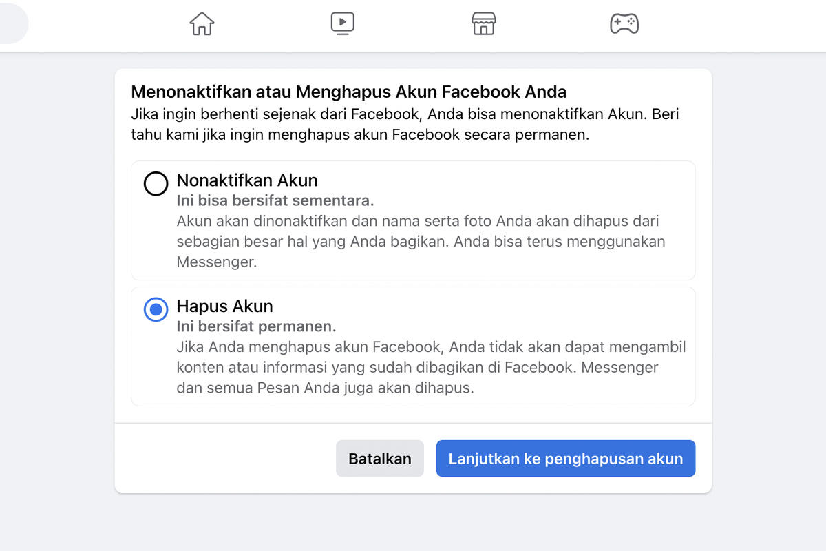 Cara Menghapus Akun Facebook secara Permanen atau Nonaktif Sementara