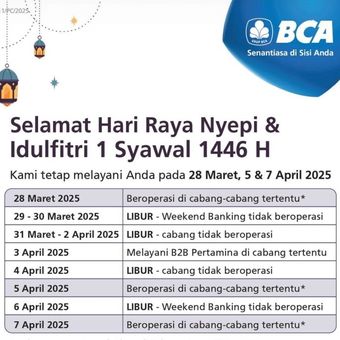 Foto : Jadwal Operasional Bank BCA Saat Libur Lebaran 2025, Catat Tanggalnya Halaman 2