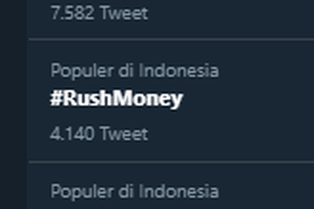 Ramai di Twitter soal "Rush Money", Apa Itu?