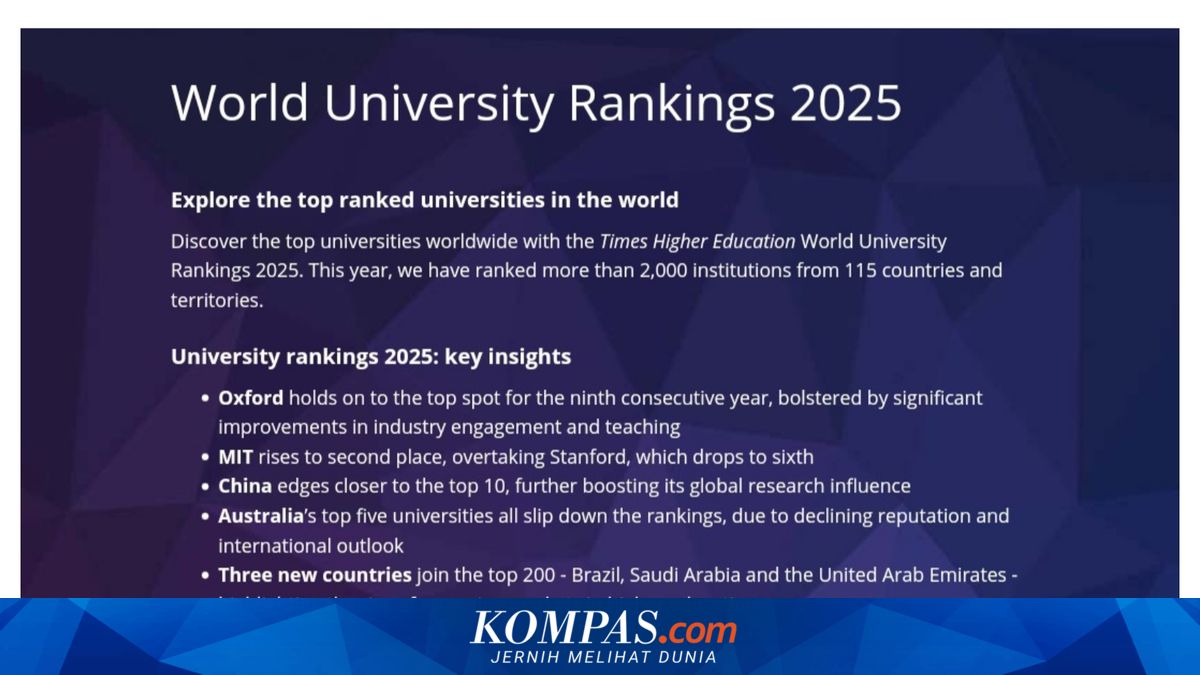 10 PTN Terbaik di Indonesia Versi THE WUR 2025, UI dan ITB Unggul