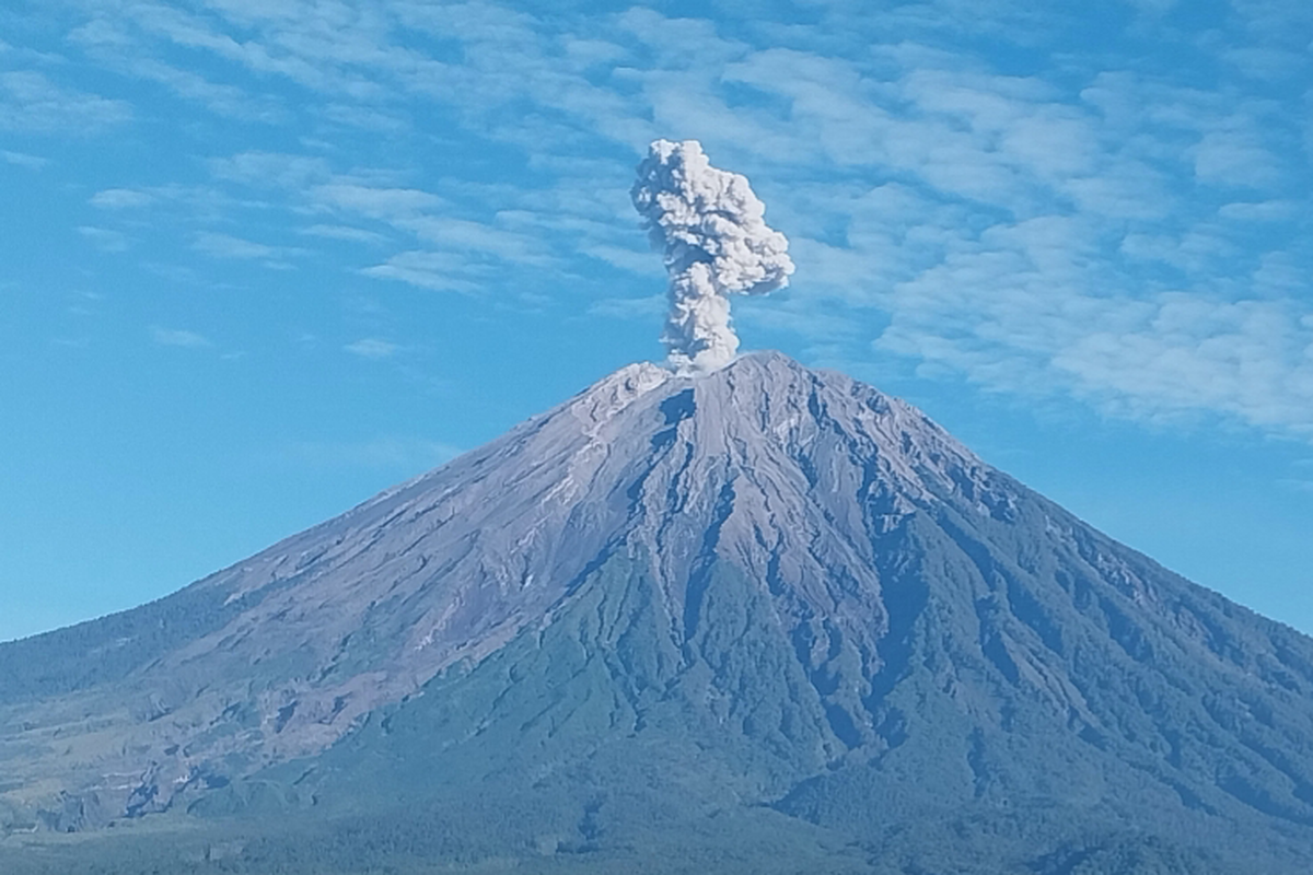 Gunung Semeru Letuskan Asap Tebal Setinggi 1.200 Meter